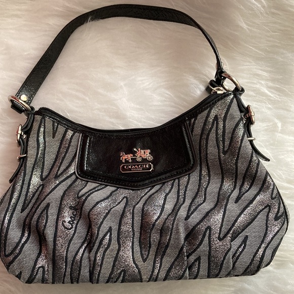 Coach | Bags | Coach Black And Grey Zebra Striped Bag | Poshmark
